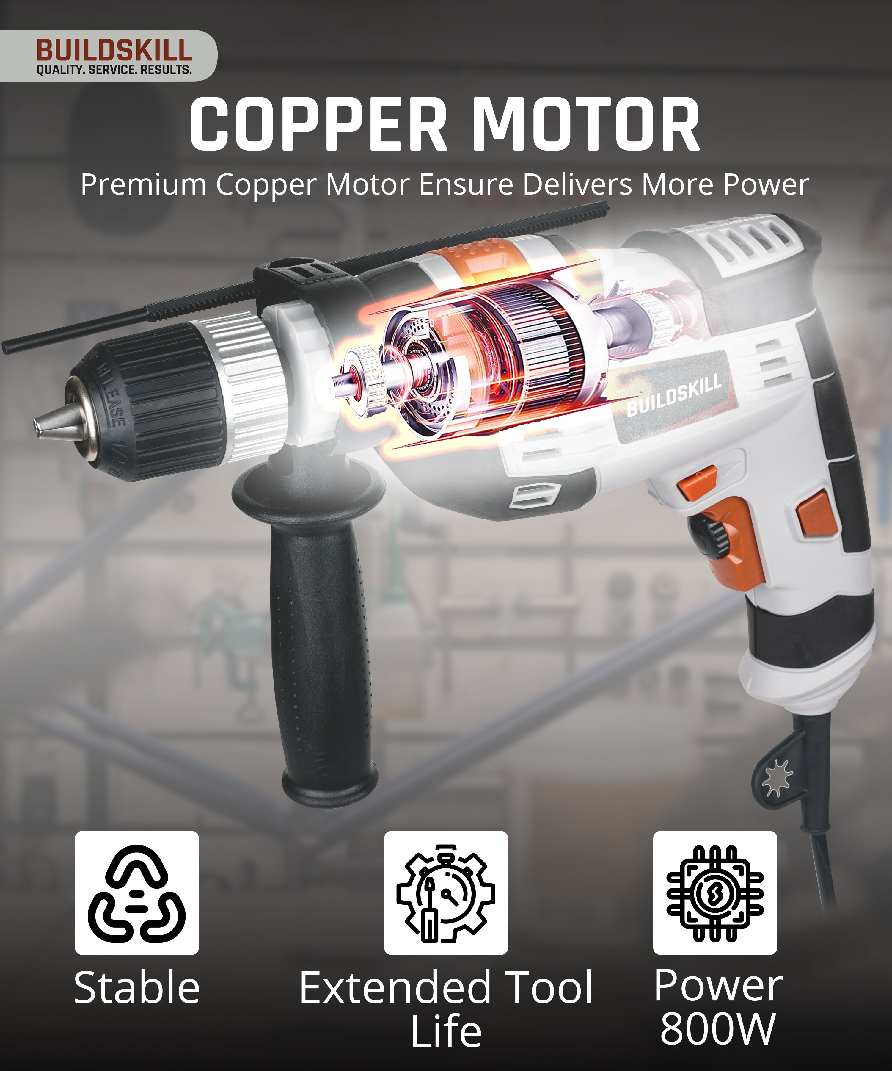 Buildskill 800W Electric Drill Machine With 13MM Keyless Chuck